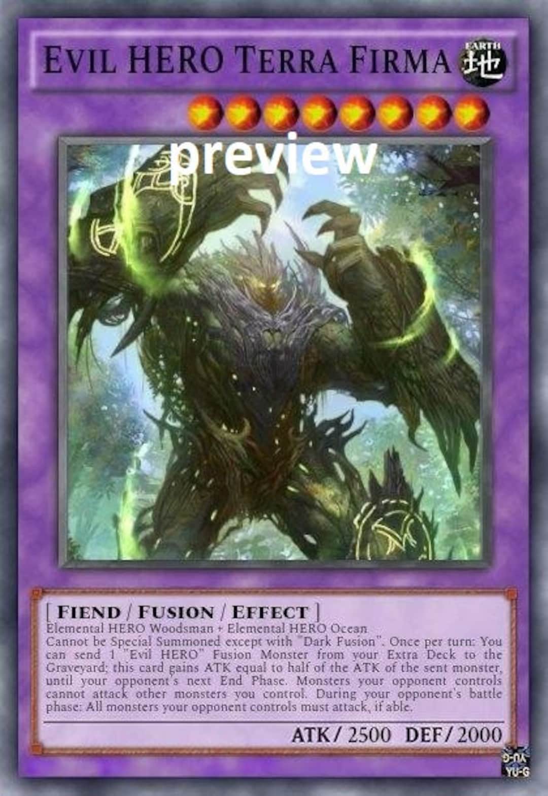 Evil HERO Terra Firma Orica Custom Card Obelisk Tormentor Winged Dragon ...