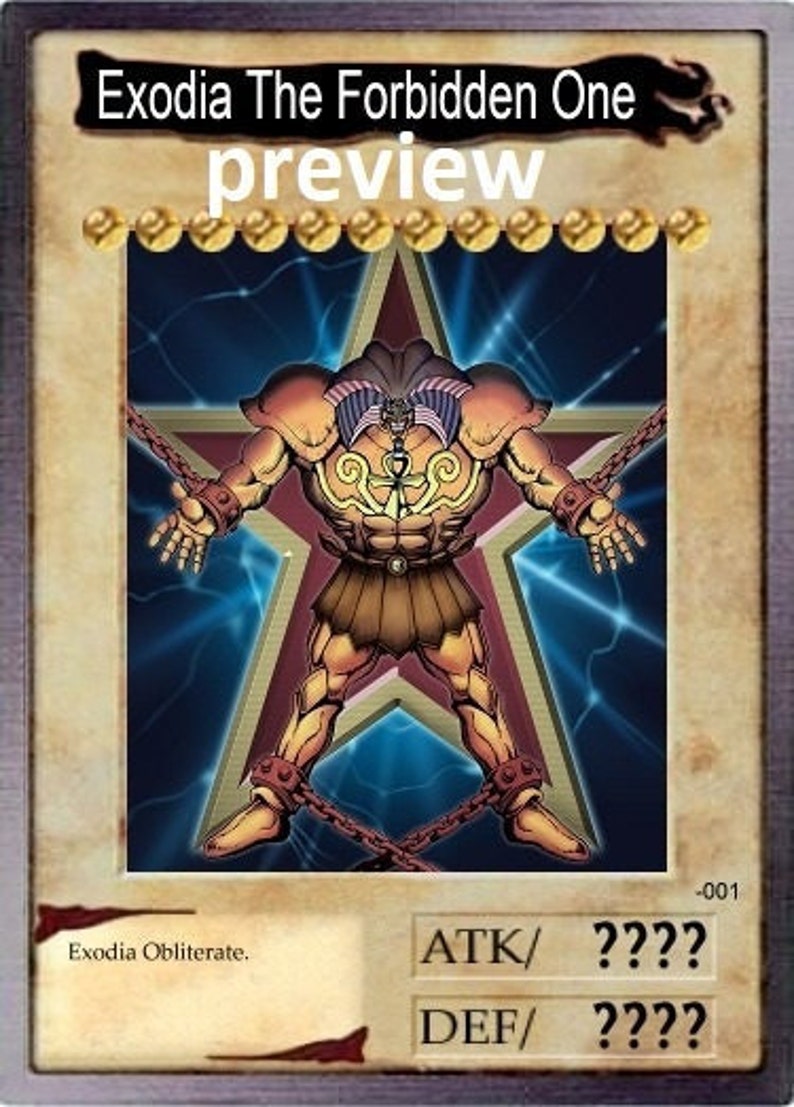 Exodia the Forbidden One Bandai Edition Orica Custom Card Obelisk ...