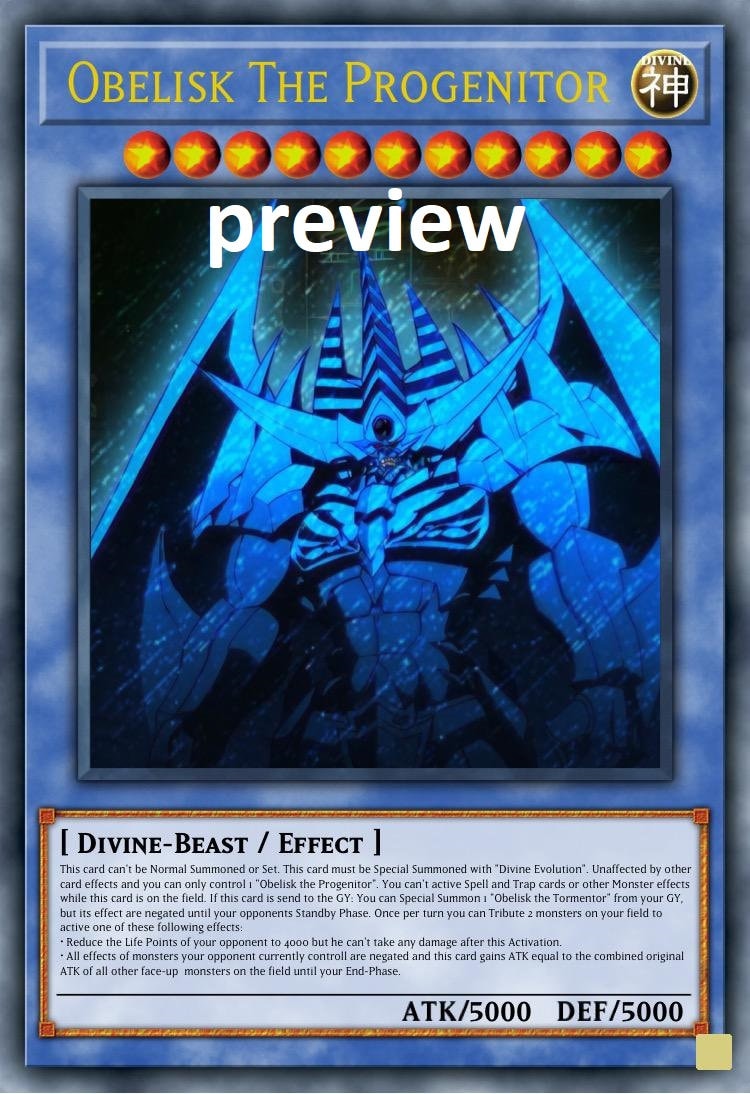 Obelisk the Progenitor Orica Custom Card Obelisk Tormentor Winged ...
