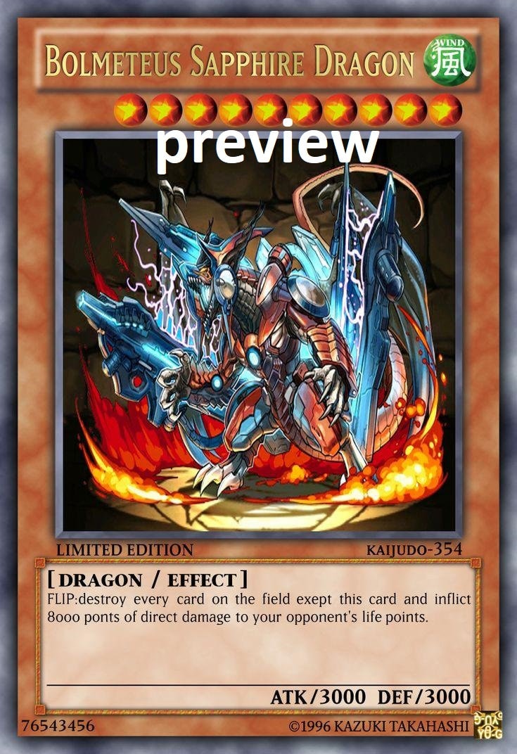 Bolmeteus Sapphire Dragon Orica Custom Card Obelisk Tormentor | Etsy