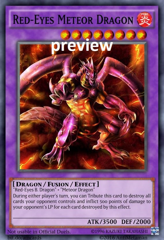Red-eyes Meteor Dragon Orica Custom Card Obelisk Tormentor | Etsy