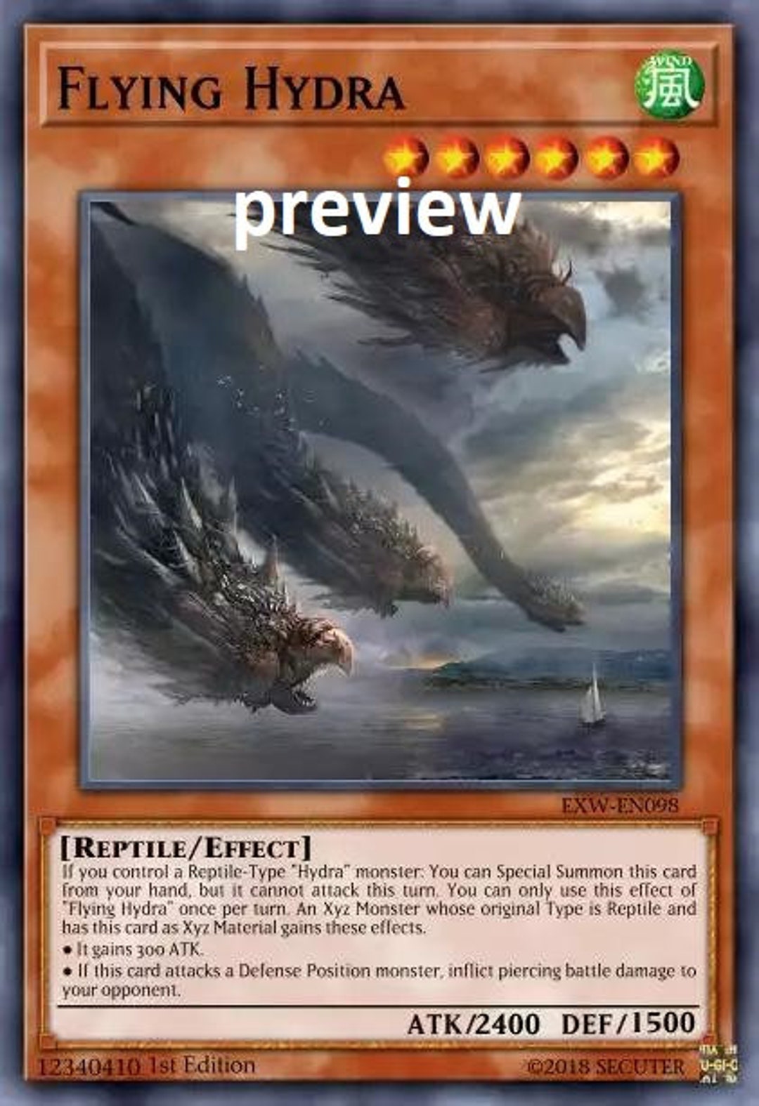Flying Hydra Orica Custom Card Obelisk Tormentor Winged Dragon of Ra ...