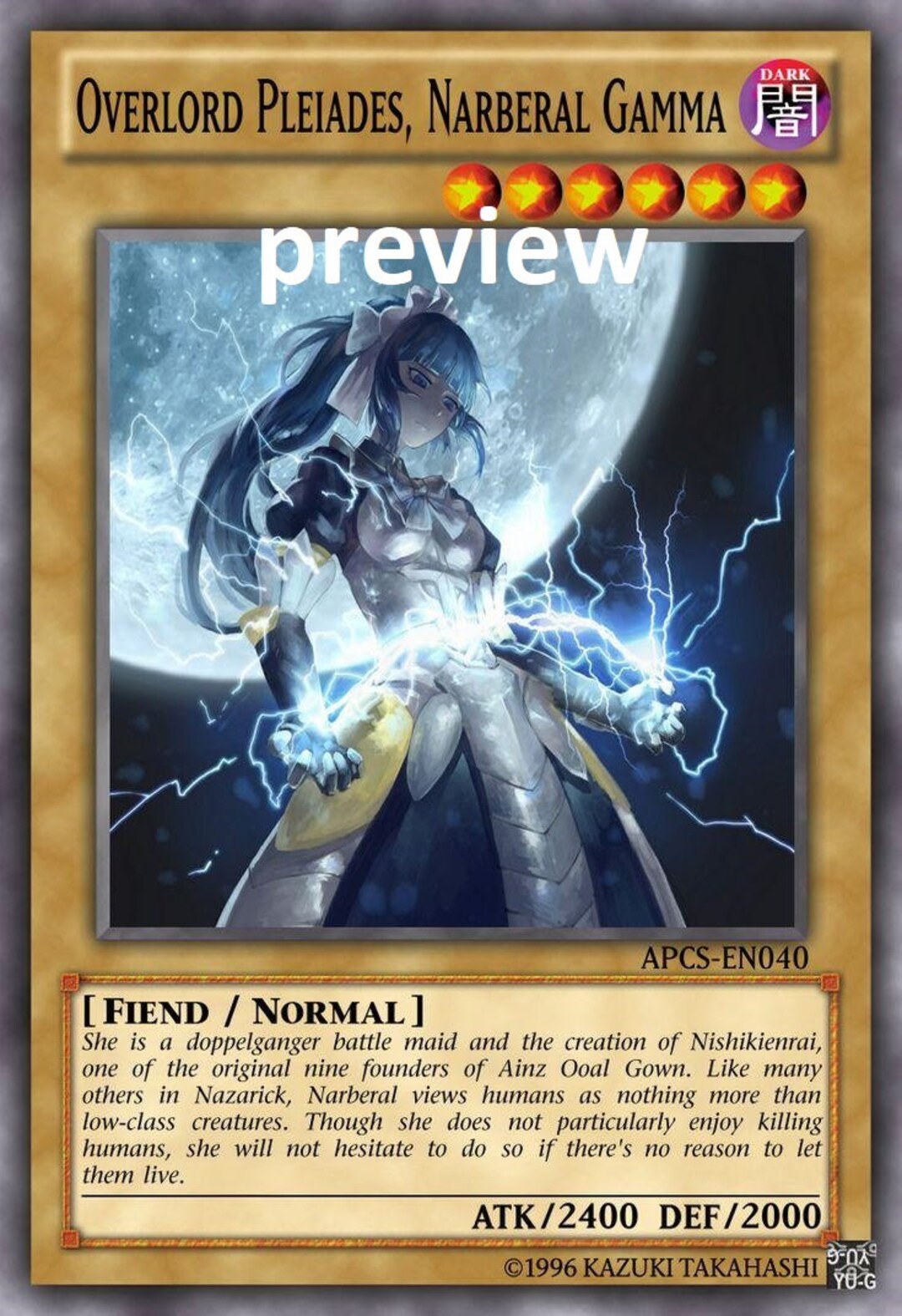 Overlord Pleiades, Narberal Gamma Orica Custom Card Obelisk Tormentor ...