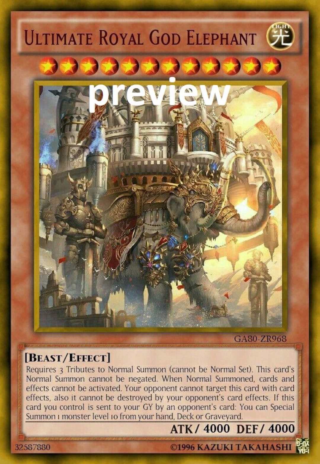 Ultimate Royal God Elephant Orica Custom Card Obelisk Tormentor Winged ...