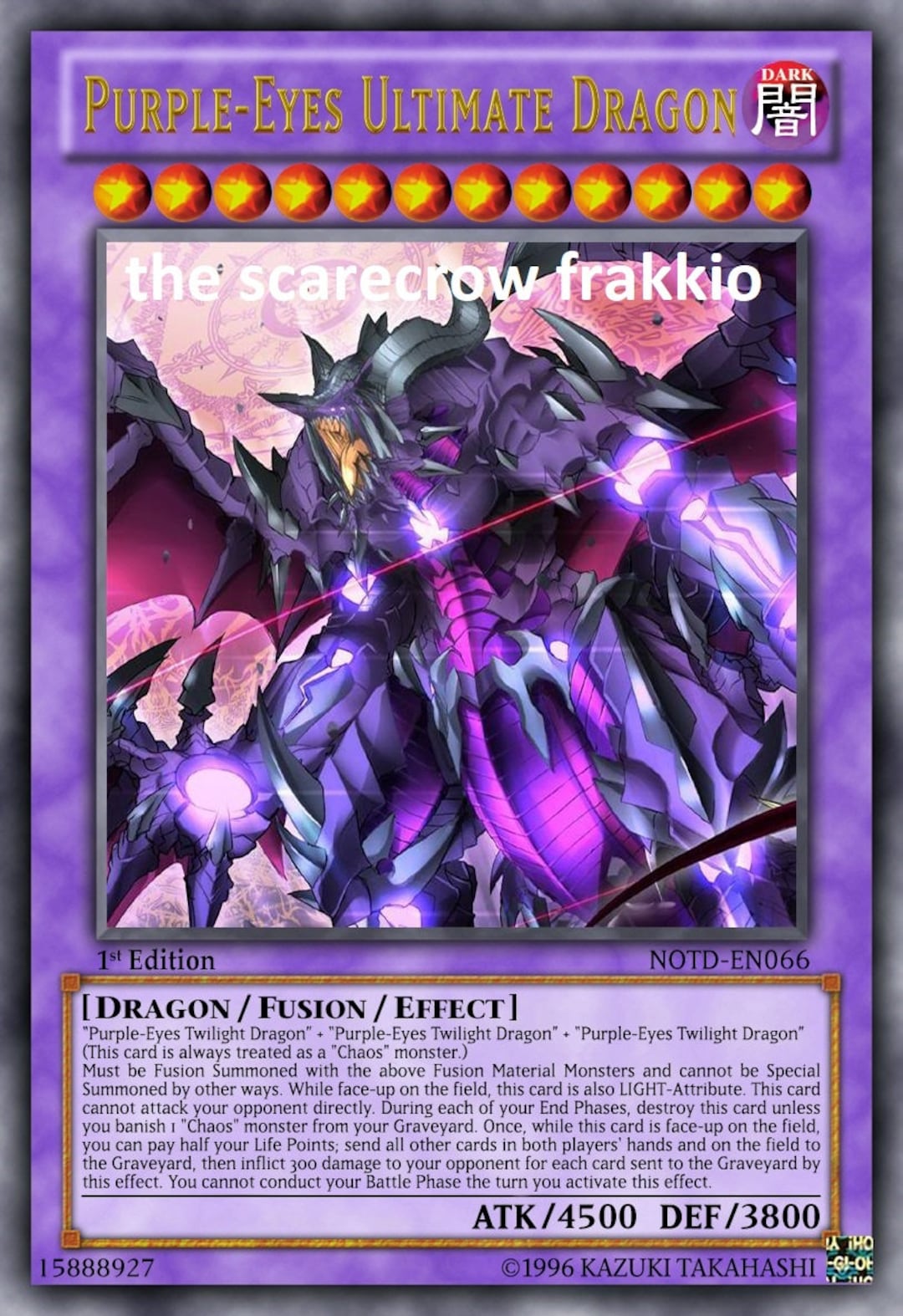 Purple-eyes Ultimate Dragon Orica Custom Card Dragon Obelisk Tormentor ...