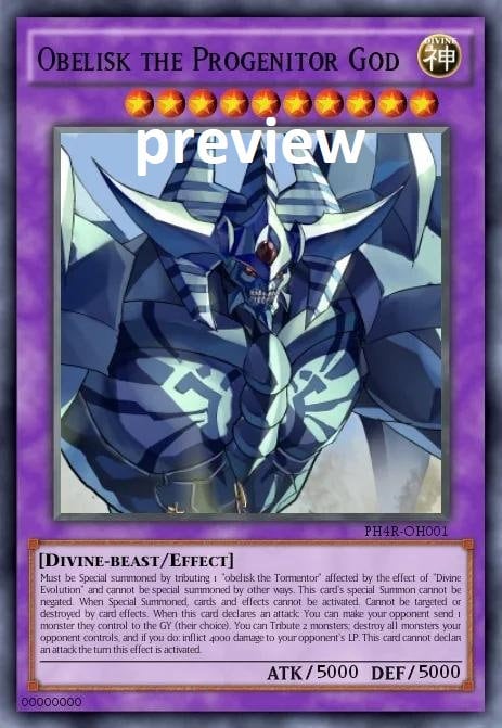 Obelisk the Progenitor God Orica Custom Card Obelisk Tormentor - Etsy