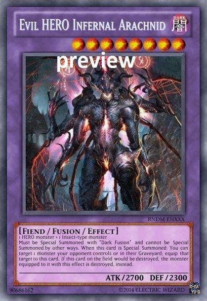 Evil HERO Infernal Arachnid Orica Custom Card Obelisk Tormentor Winged ...