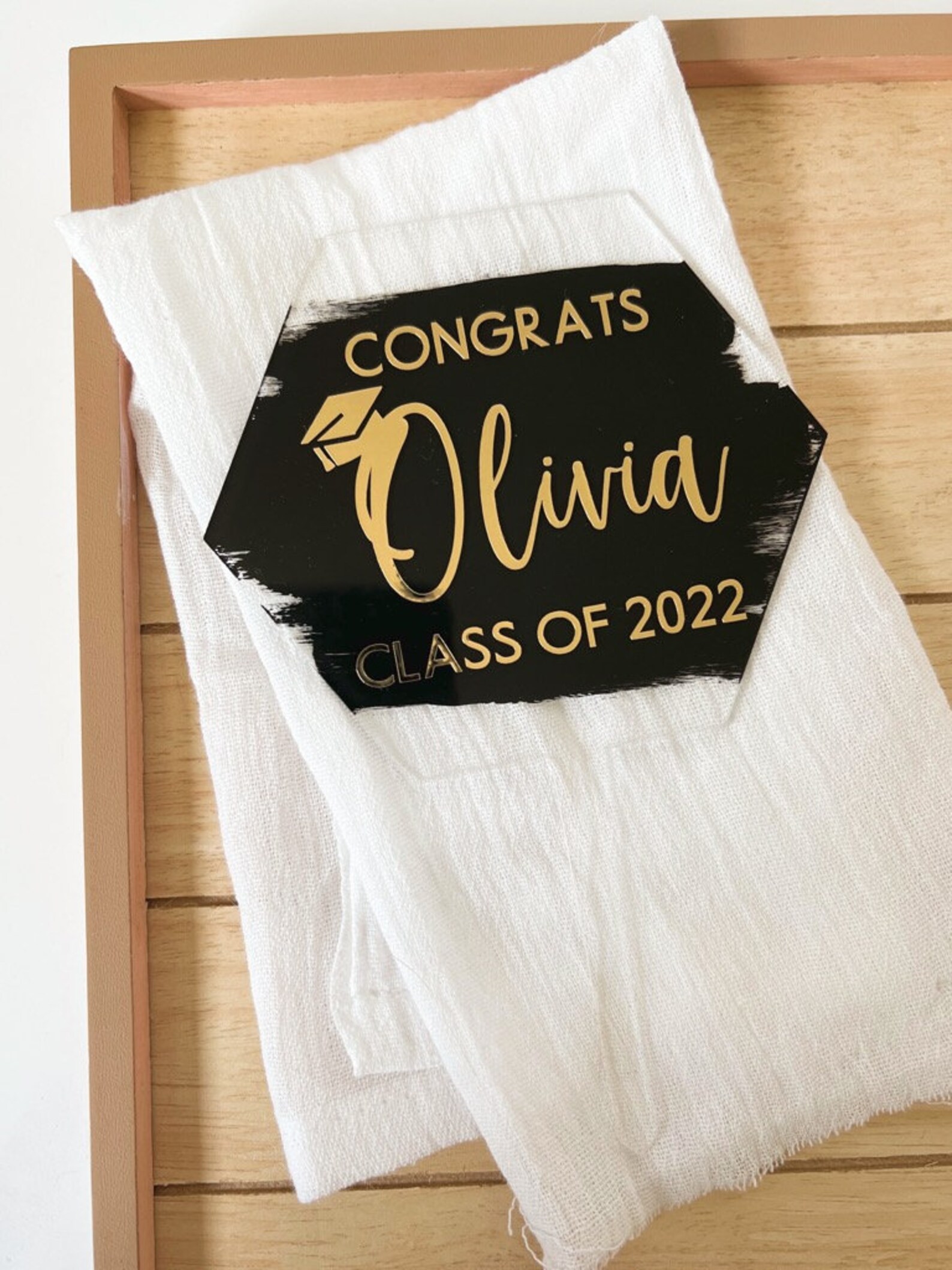 Graduation Cake Topper | Gold Graduation Name Cake Topper | Custom ...
