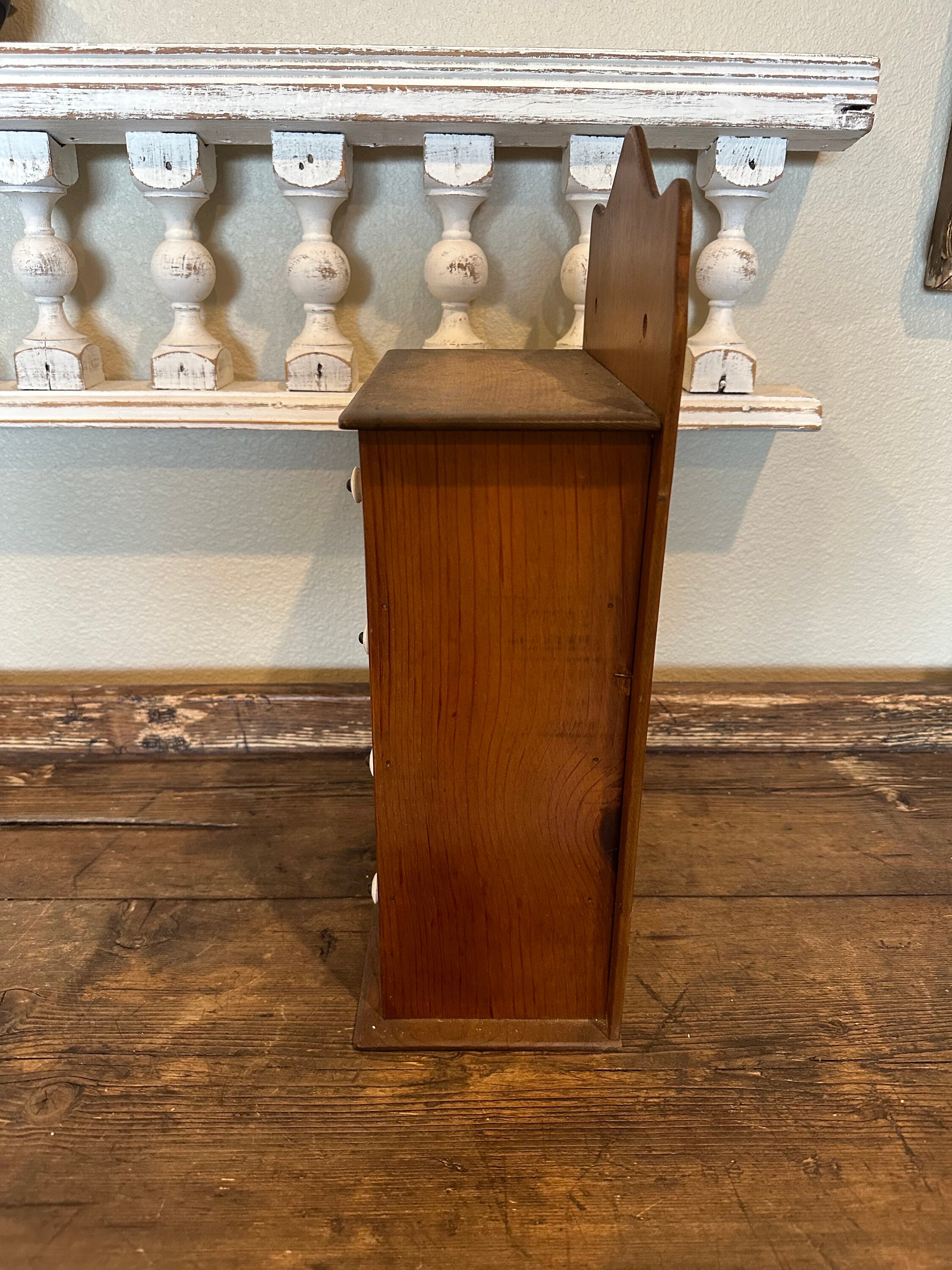 Vintage 8 Drawer Wall Mount Spice Rack / Wood Cubby Kitchen Storage ...