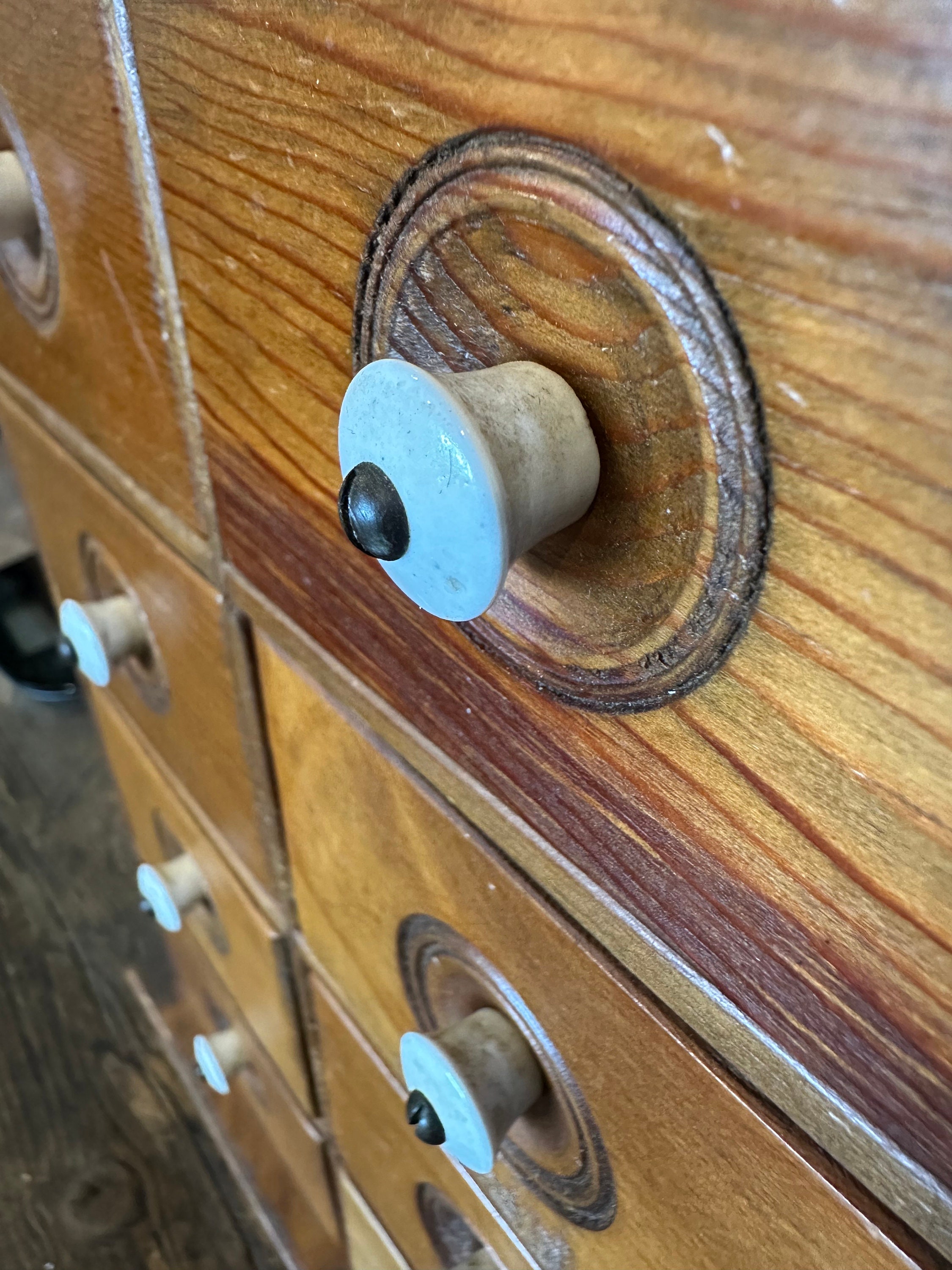 Vintage 8 Drawer Wall Mount Spice Rack / Wood Cubby Kitchen Storage ...