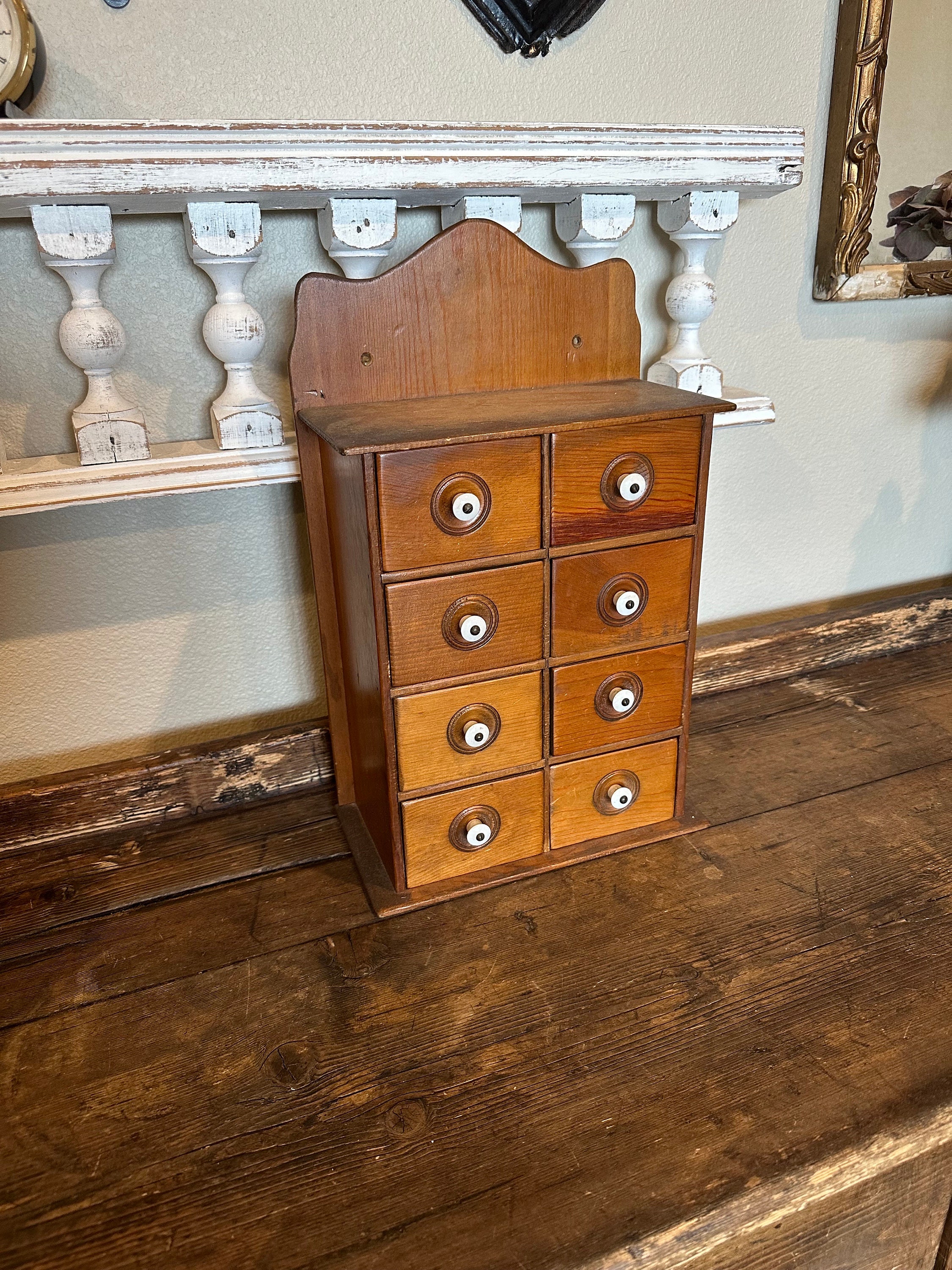 Vintage 8 Drawer Wall Mount Spice Rack / Wood Cubby Kitchen Storage ...