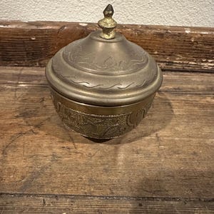 Vintage Cairo Ware Brass With Inlaid Silver Design Coffee Set - Egypt ...