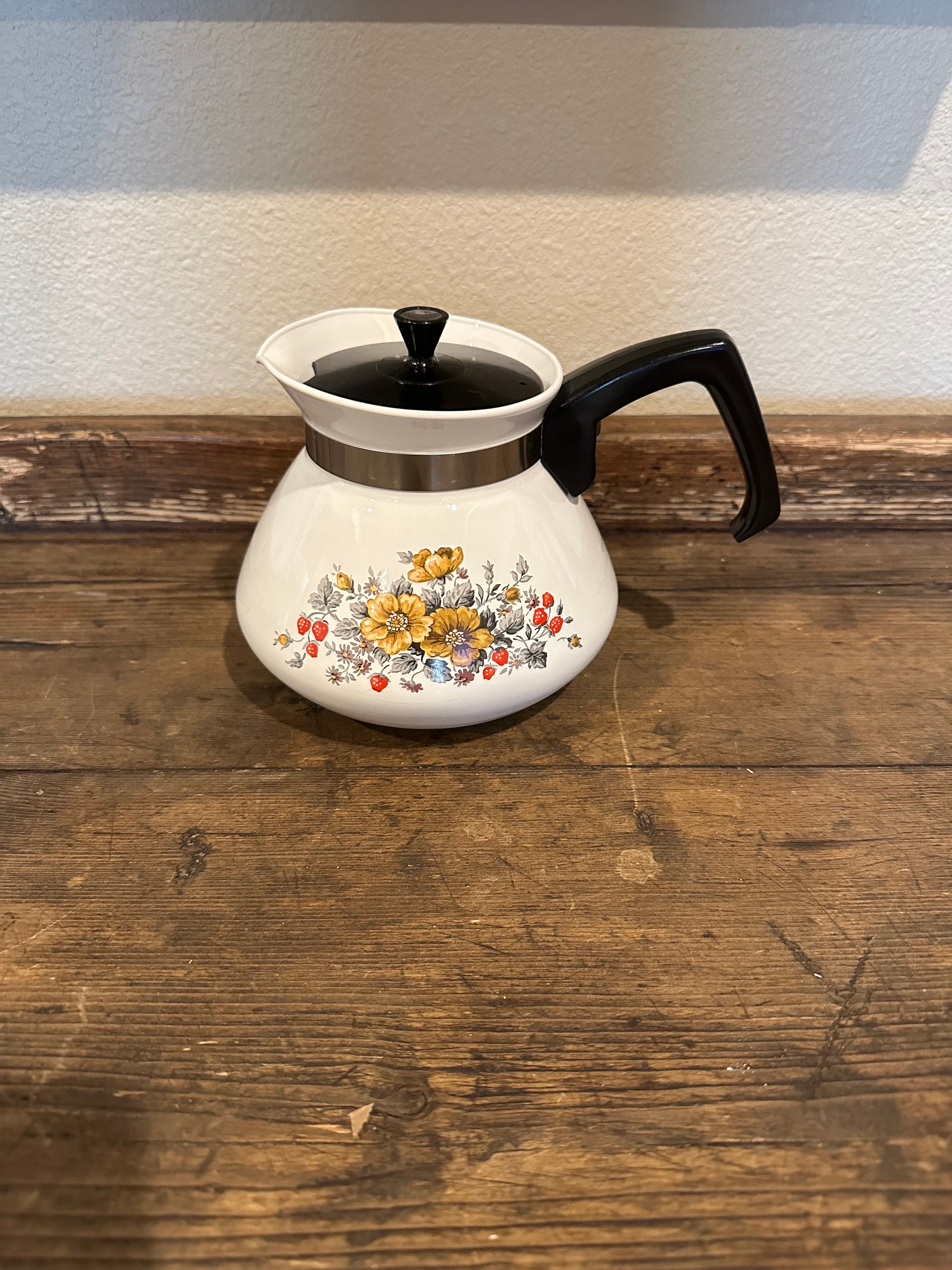 Vintage Corning Ware Bantry Pattern Tea Pot, Kettle, Coffee Pot 6 Cup ...