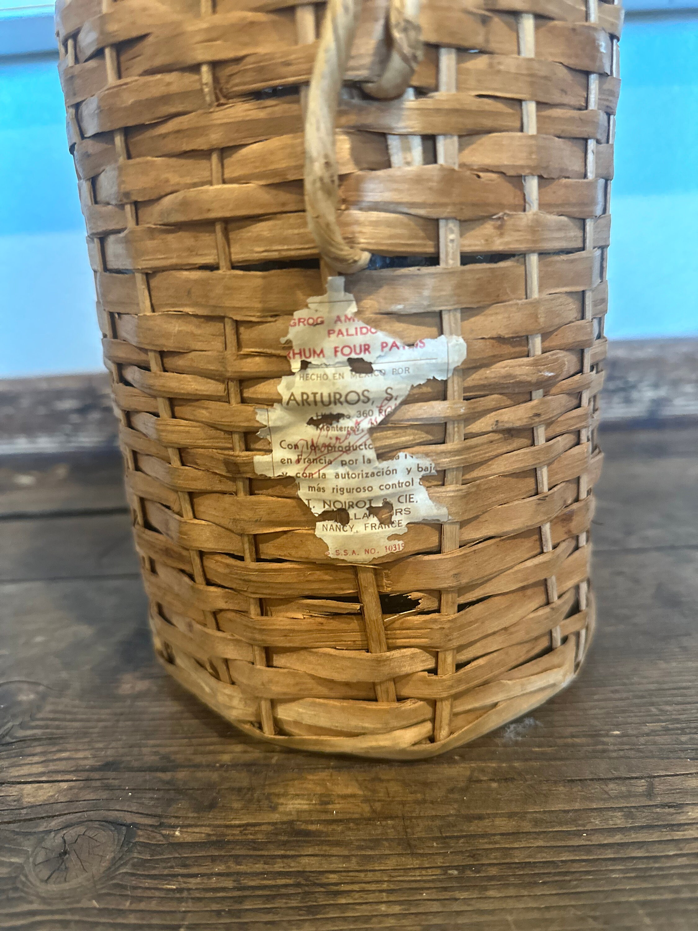 Vintage Wicker Wrapped Rum Demijohn Bottle, Aqua Blue/green Glass - Etsy