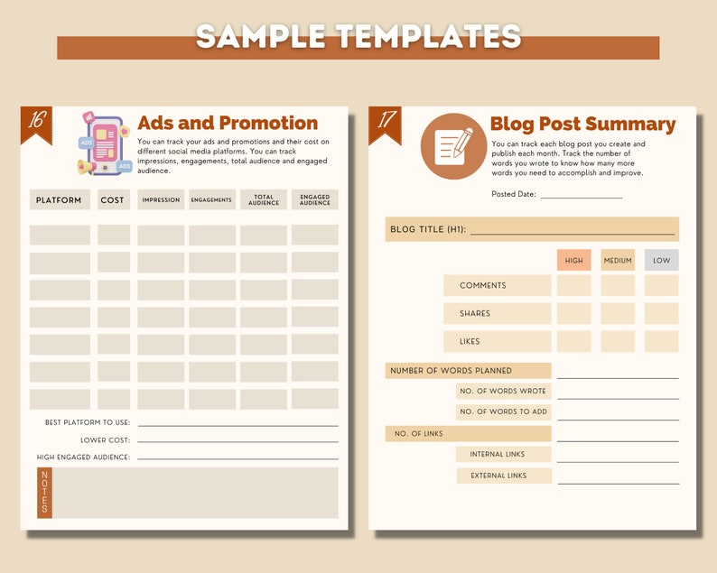 Printable Blogging Planner Blog Planner Blogger Kit Website - Etsy