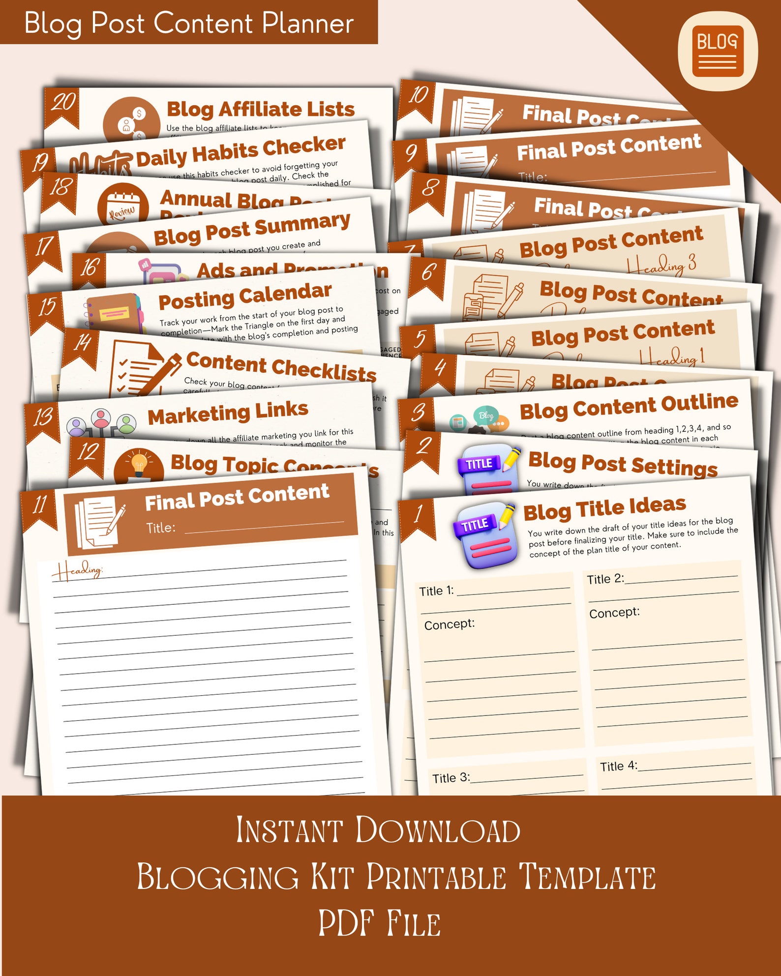 Printable Blogging Planner Blog Planner Blogger Kit Website - Etsy