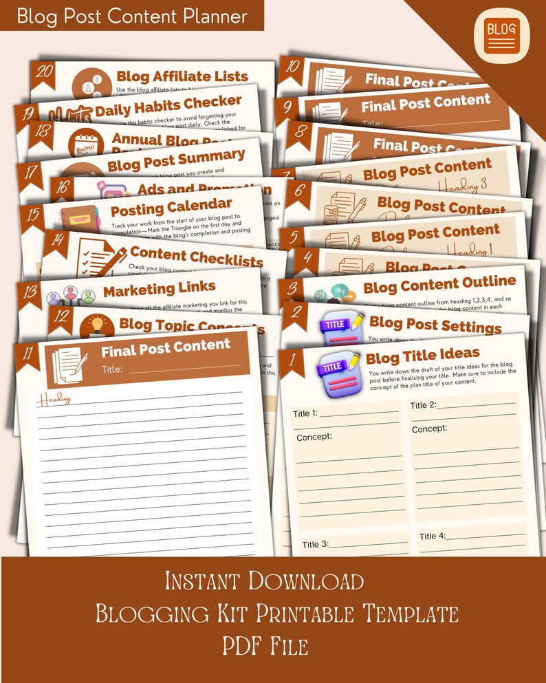 Printable Blogging Planner Blog Planner Blogger Kit Website - Etsy