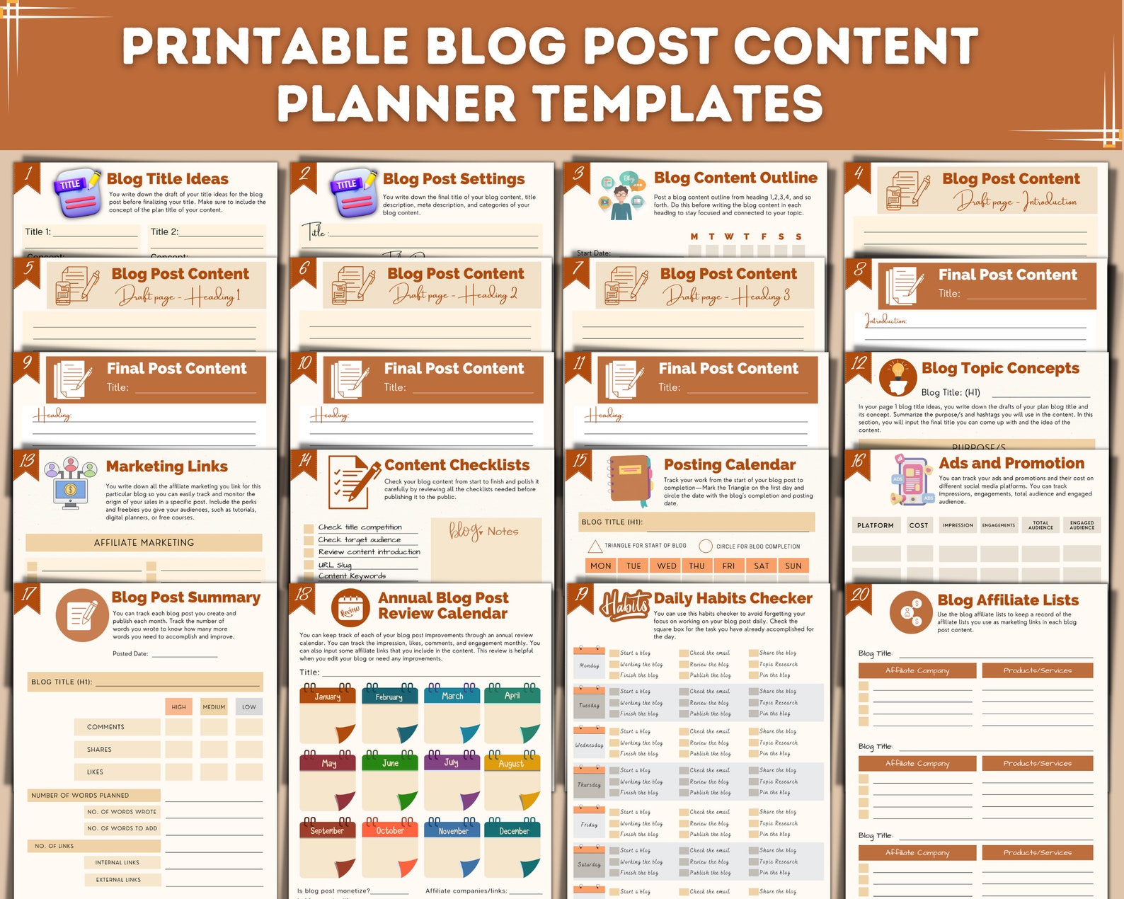 Printable Blogging Planner Blog Planner Blogger Kit Website - Etsy