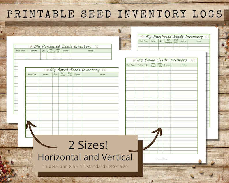 Printable Seed Inventory Logs, Seed Saving, Seed Inventory Worksheets ...
