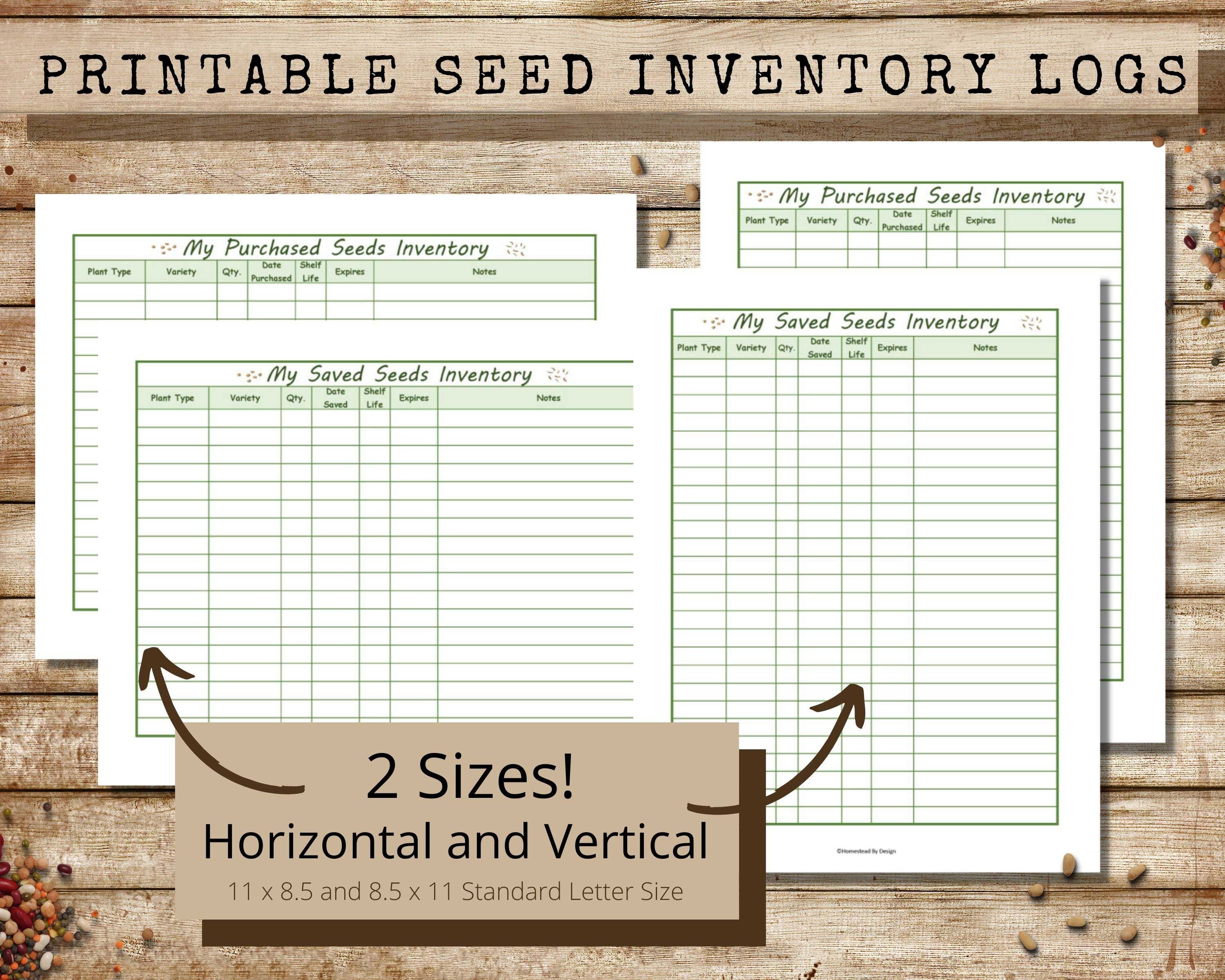 Printable Seed Inventory Logs, Seed Saving, Seed Inventory Worksheets ...