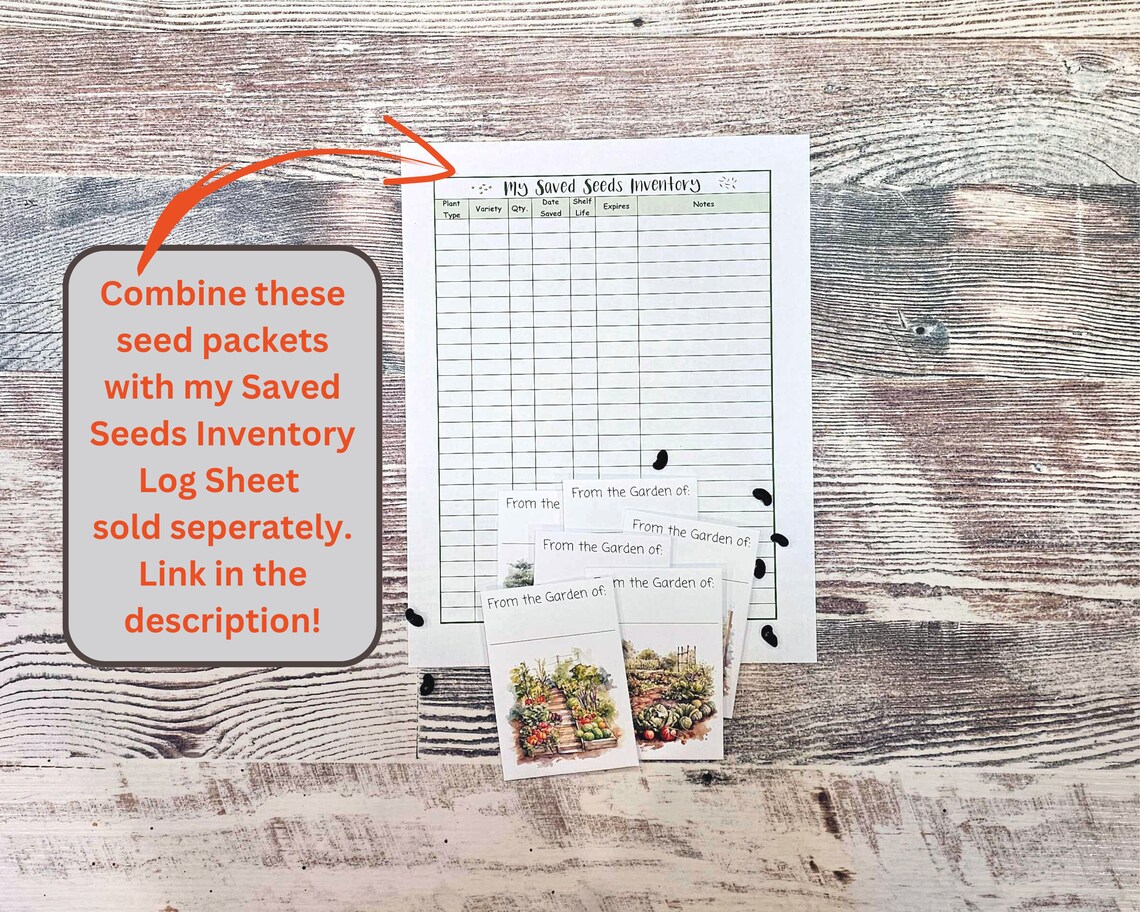 12 Printable Cottage Garden Seed Packets, Vegetable Seed Envelopes ...