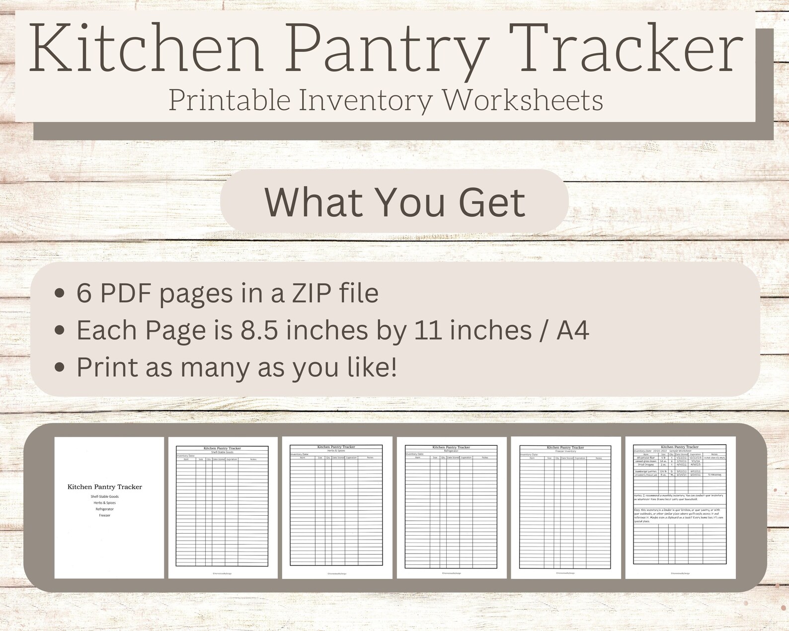Kitchen Pantry Tracker, Kitchen Inventory, Minimalist Kitchen Inventory ...