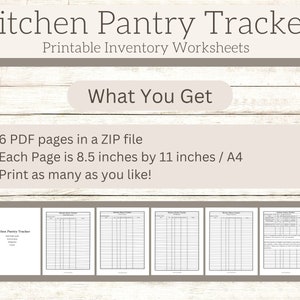 Kitchen Pantry Tracker, Kitchen Inventory, Minimalist Kitchen Inventory ...
