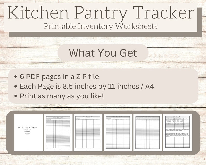 Kitchen Pantry Tracker, Kitchen Inventory, Minimalist Kitchen Inventory ...