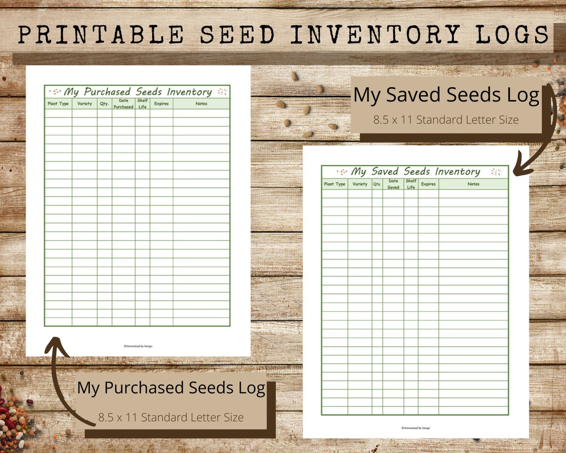 Printable Seed Inventory Logs, Seed Saving, Seed Inventory Worksheets ...
