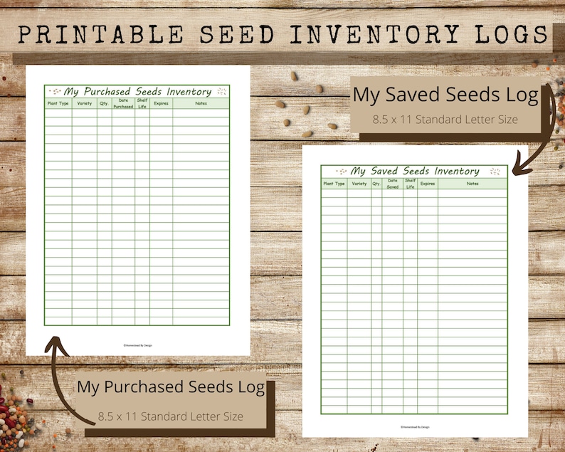 Printable Seed Inventory Logs, Seed Saving, Seed Inventory Worksheets ...
