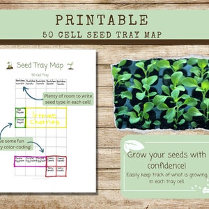Printable Seed Tray Map 50 Cell Grid Layout, Seed Starting Tray Cell ...