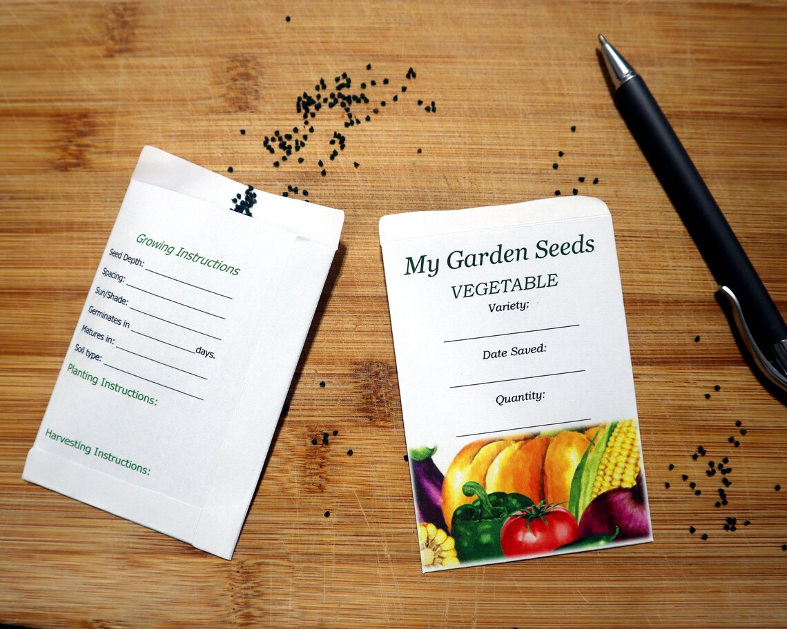 Printable Vegetable Garden Seed Packets, Vegetable Seed Envelopes, Seed ...