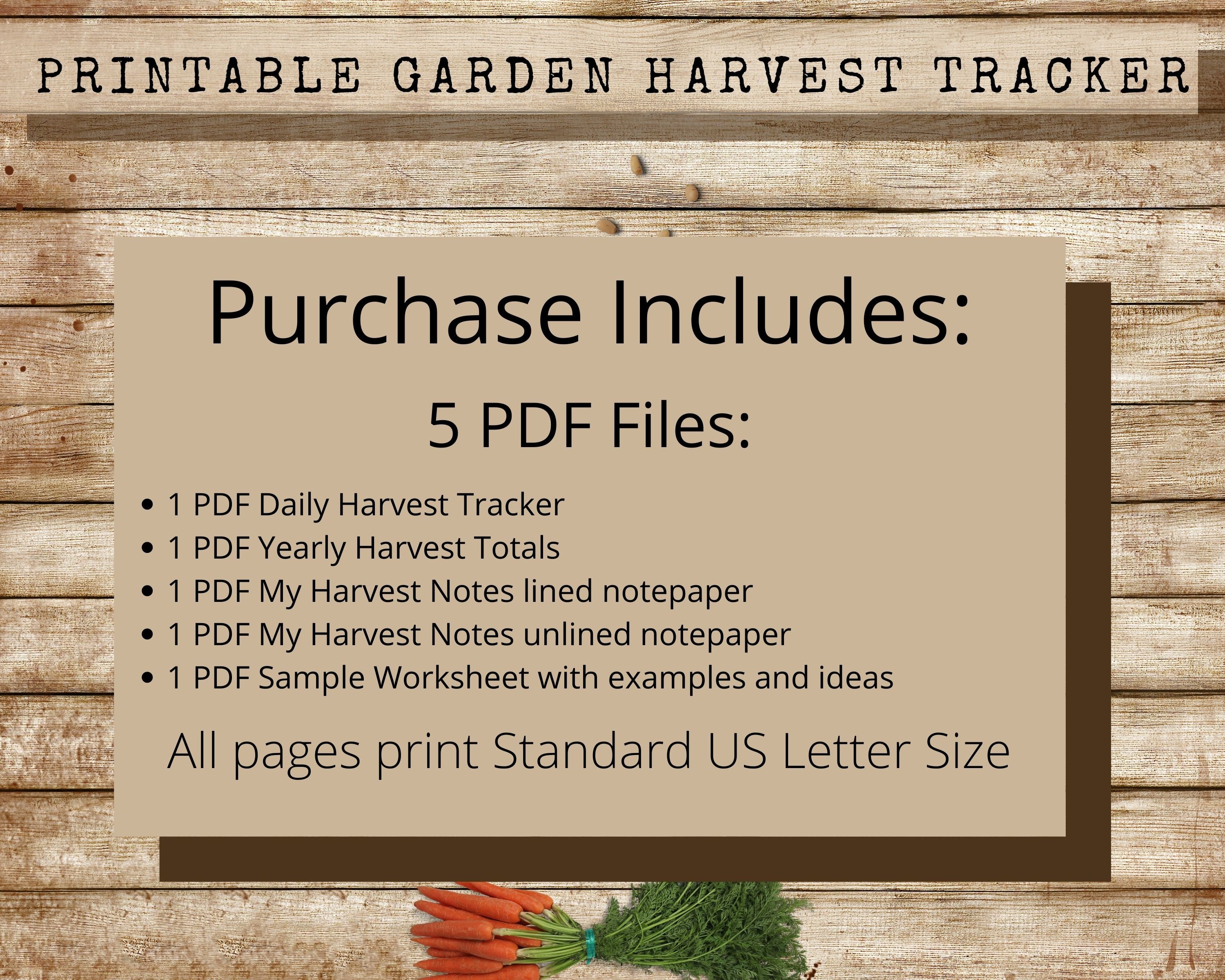 Harvest Tracking Worksheets Horizontal Format, Garden Harvest Tracker ...