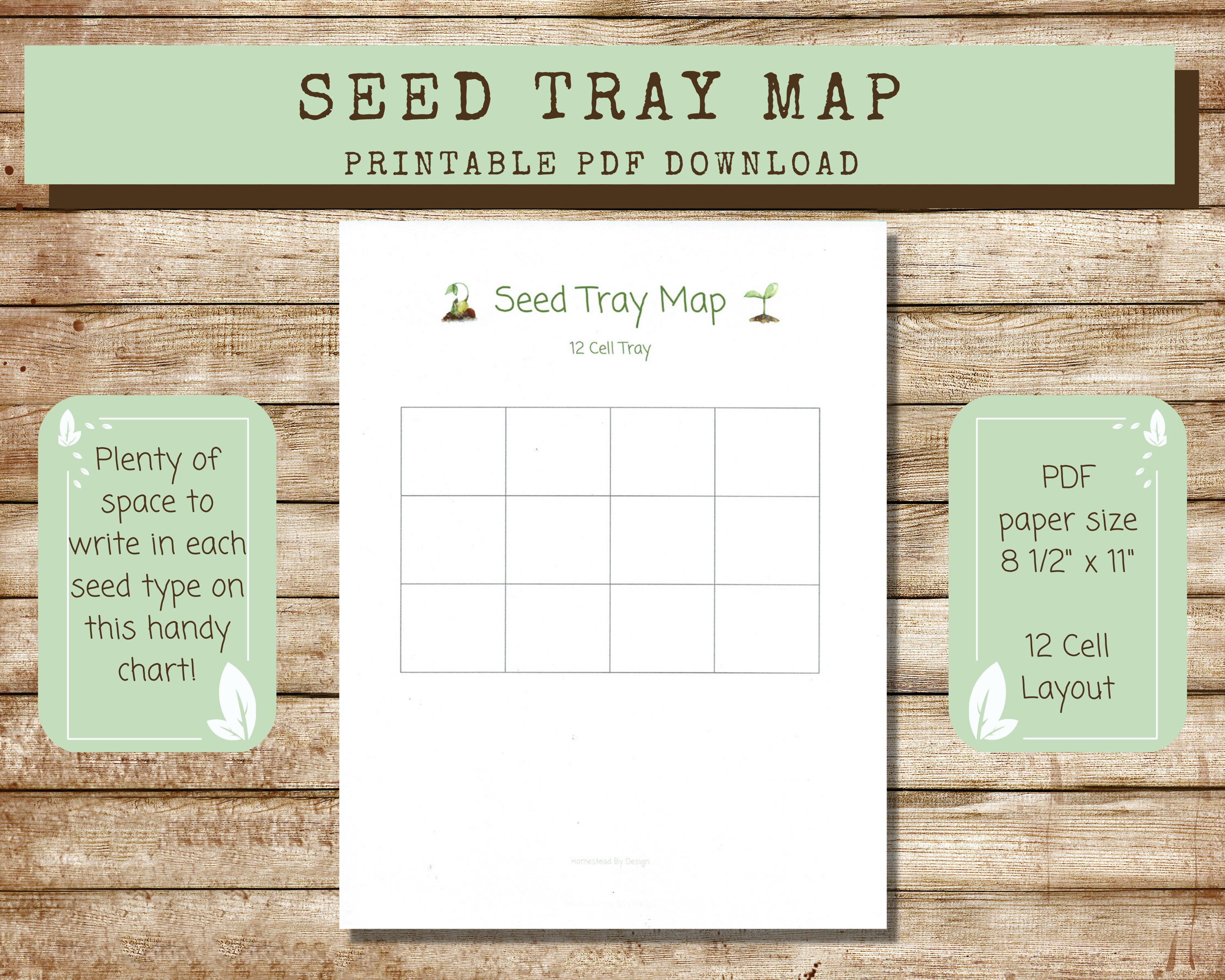 Printable Seed Tray Map 12 Cell Grid Layout, Seed Starting Tray Cell ...