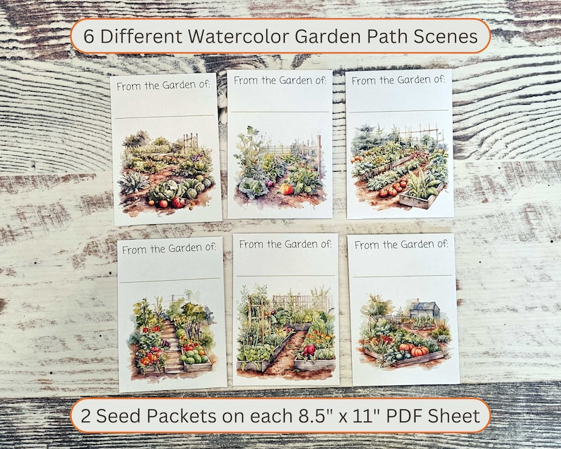 12 Printable Cottage Garden Seed Packets, Vegetable Seed Envelopes ...