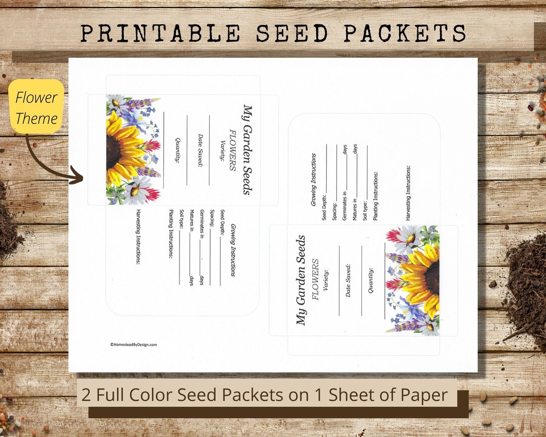 Printable Flower Seed Packet, Garden Flower Seed Envelope, DIY Seed ...