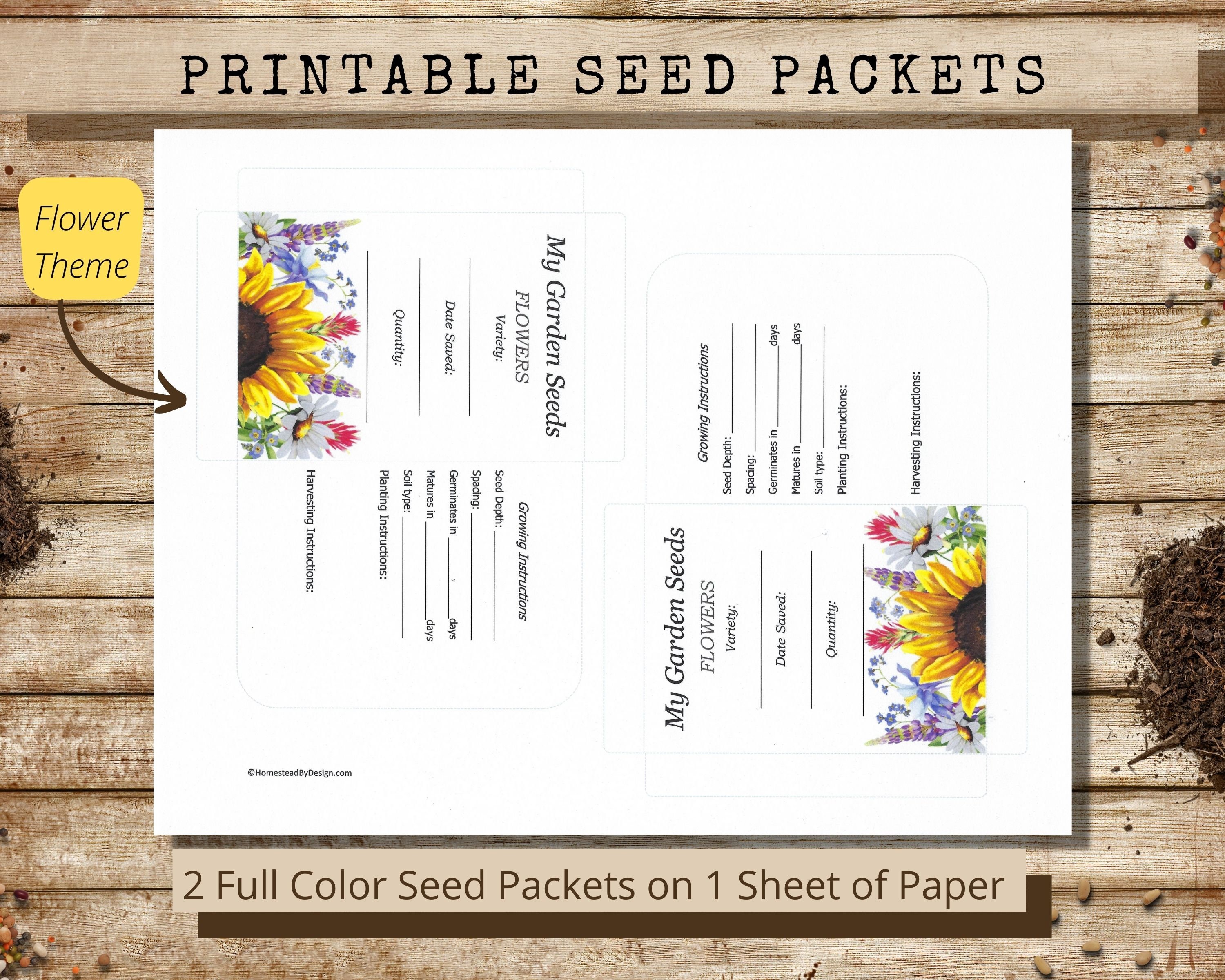 Printable Flower Seed Packet, Garden Flower Seed Envelope, DIY Seed ...