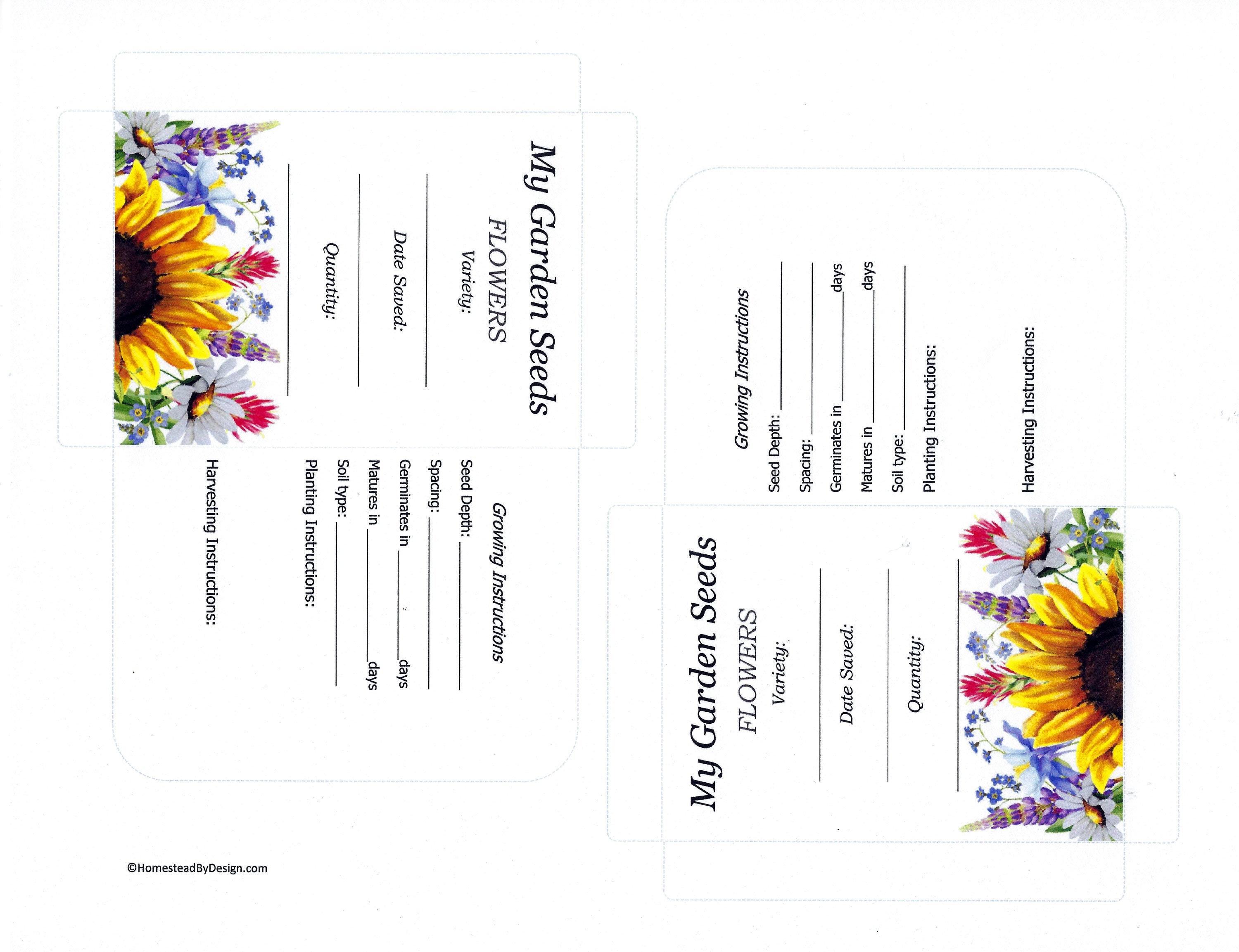 Printable Flower Seed Packet, Garden Flower Seed Envelope, DIY Seed ...