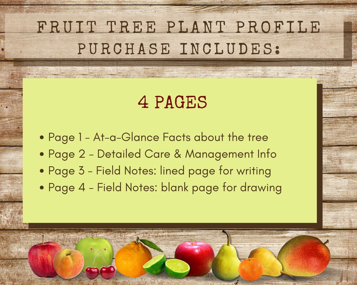Printable Fruit Tree Plant Profile for Permaculture and Home Orchard ...
