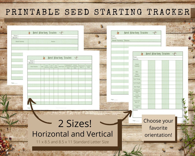 Printable Seed Starting Tracker Sheets - Etsy Canada