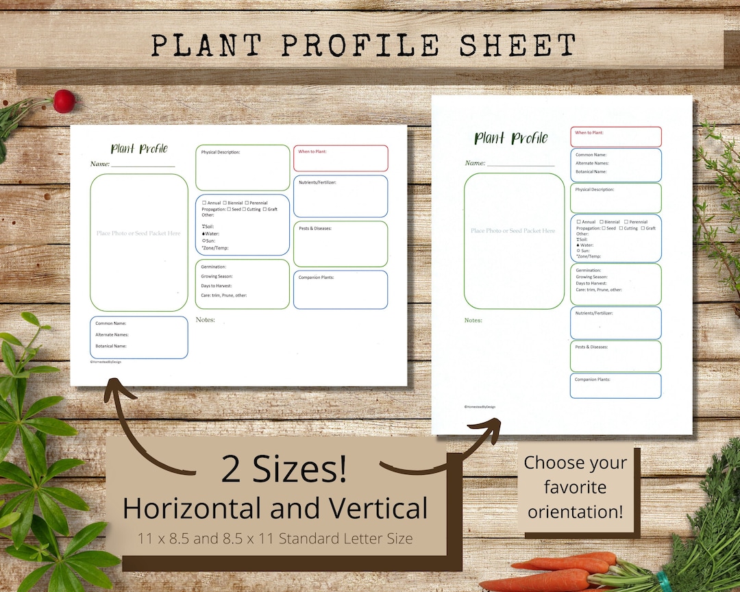 Printable Plant Profile Sheet, Plant I.D. Sheet, Plant Description Page ...