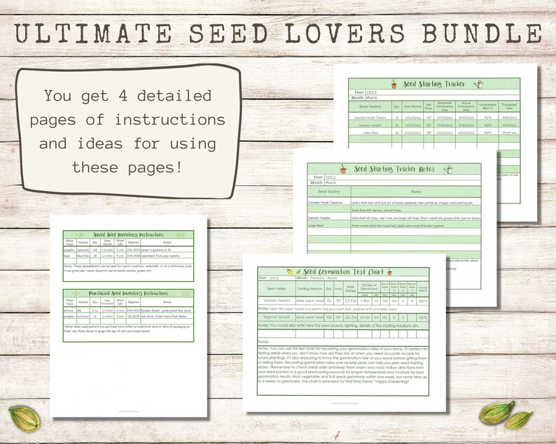 Ultimate Seed Lovers Bundle - Horizontal Format, Seed Growing Organizer ...