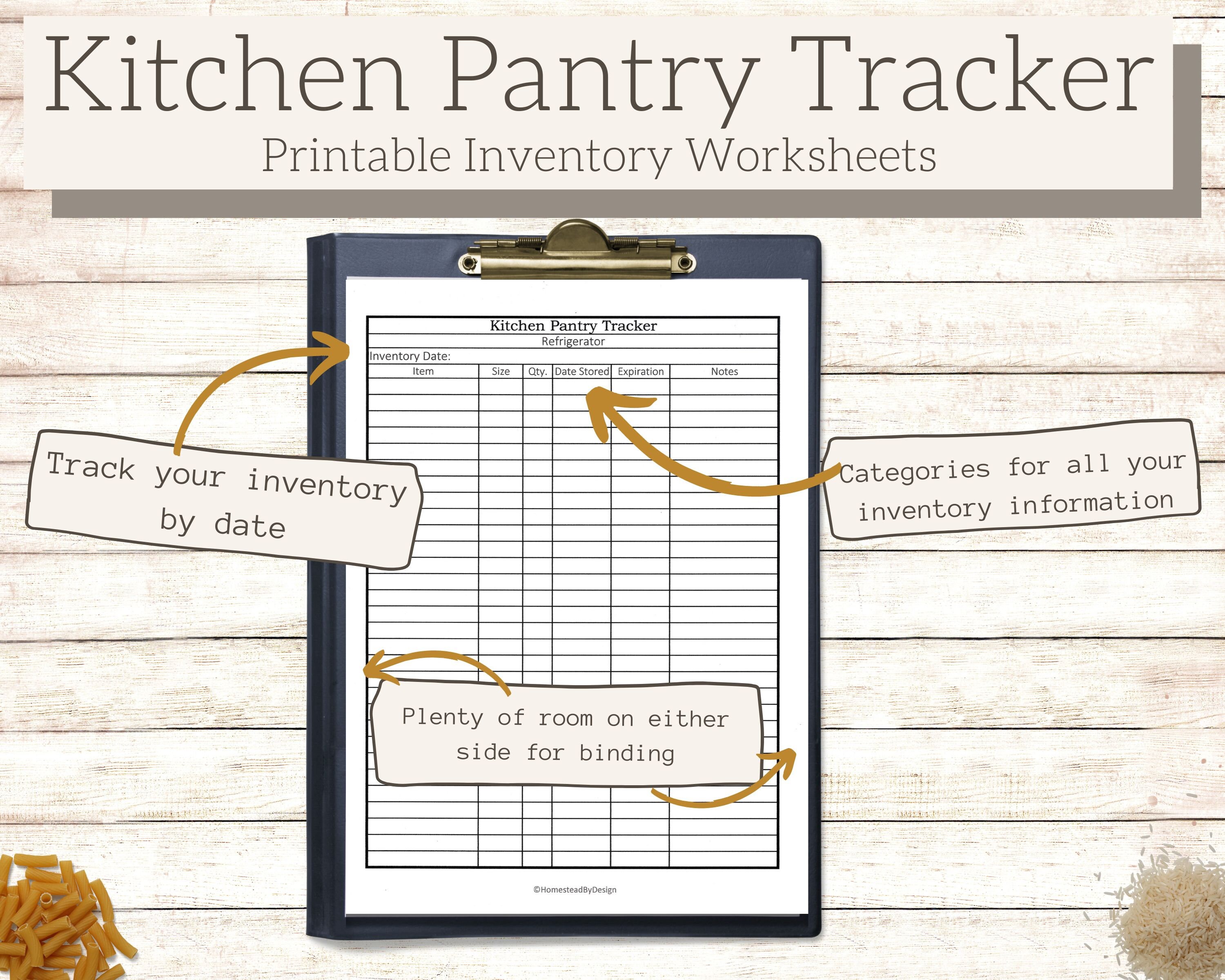 Kitchen Pantry Tracker, Kitchen Inventory, Minimalist Kitchen Inventory ...