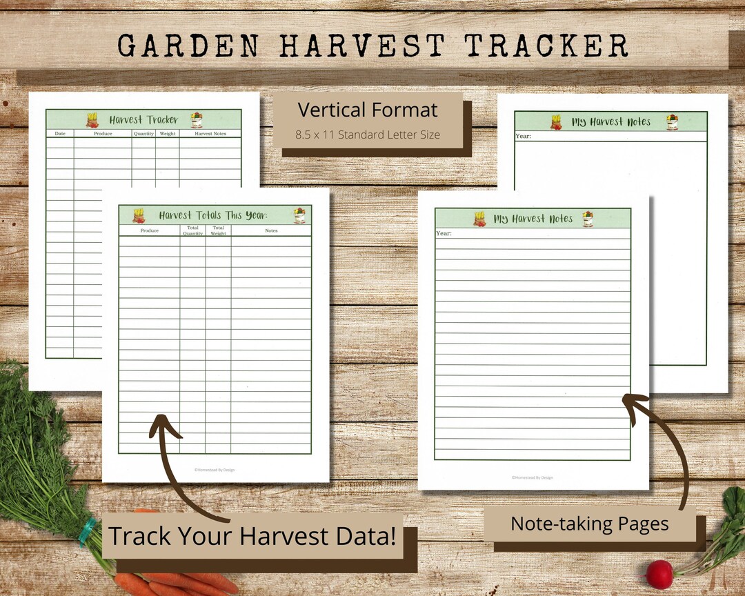 Harvest Tracking Worksheets Vertical Format, Garden Harvest Tracker - Etsy