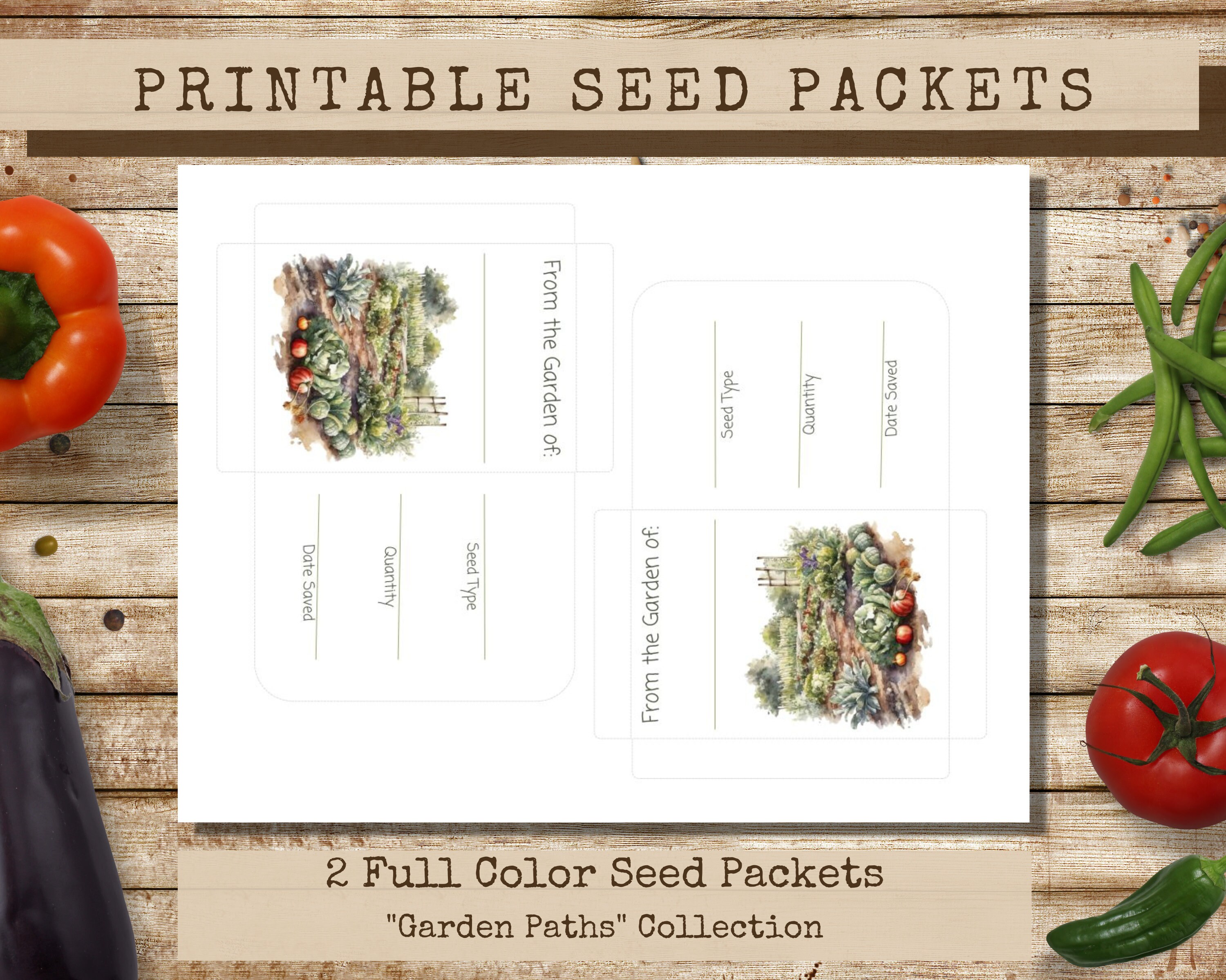 Printable Cottage Garden Seed Packets, Vegetable Seed Envelopes, Seed ...