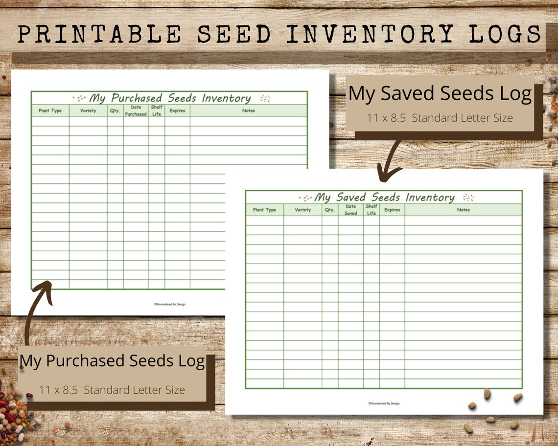 Printable Seed Inventory Logs, Seed Saving, Seed Inventory Worksheets ...