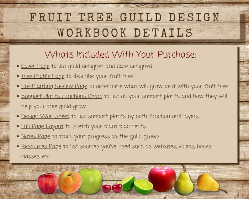 Printable Fruit Tree Guild Design Workbook, Permaculture Tree Guild ...
