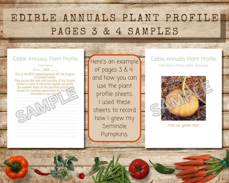 Printable Annual Fruit and Veggie Plant Profile Sheets, PDF Instant ...