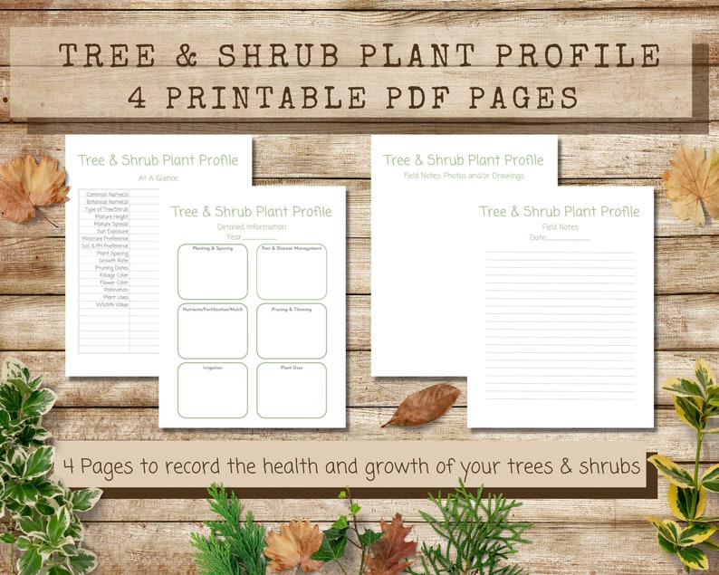 Printable Tree and Shrub Plant Profile for Permaculture and Home ...