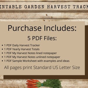 Harvest Tracking Worksheets Vertical Format, Garden Harvest Tracker - Etsy